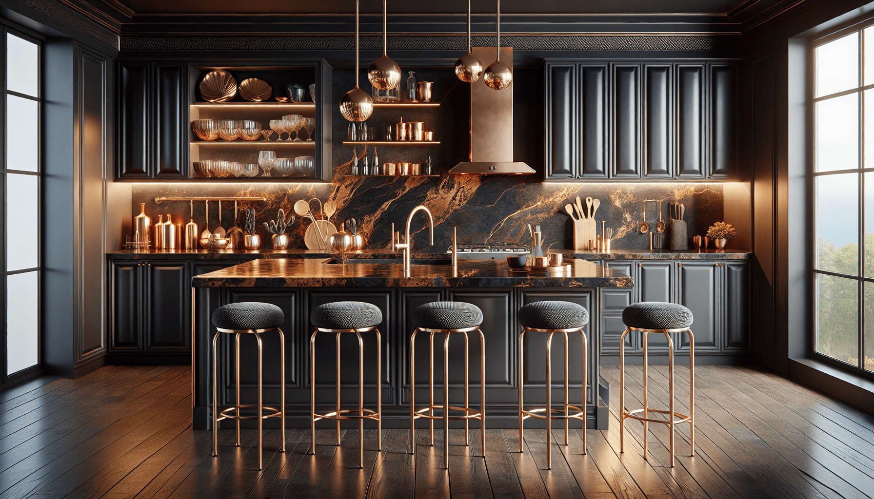 Elevate Spaces with Luxurious Black and Copper Granite Countertops ...