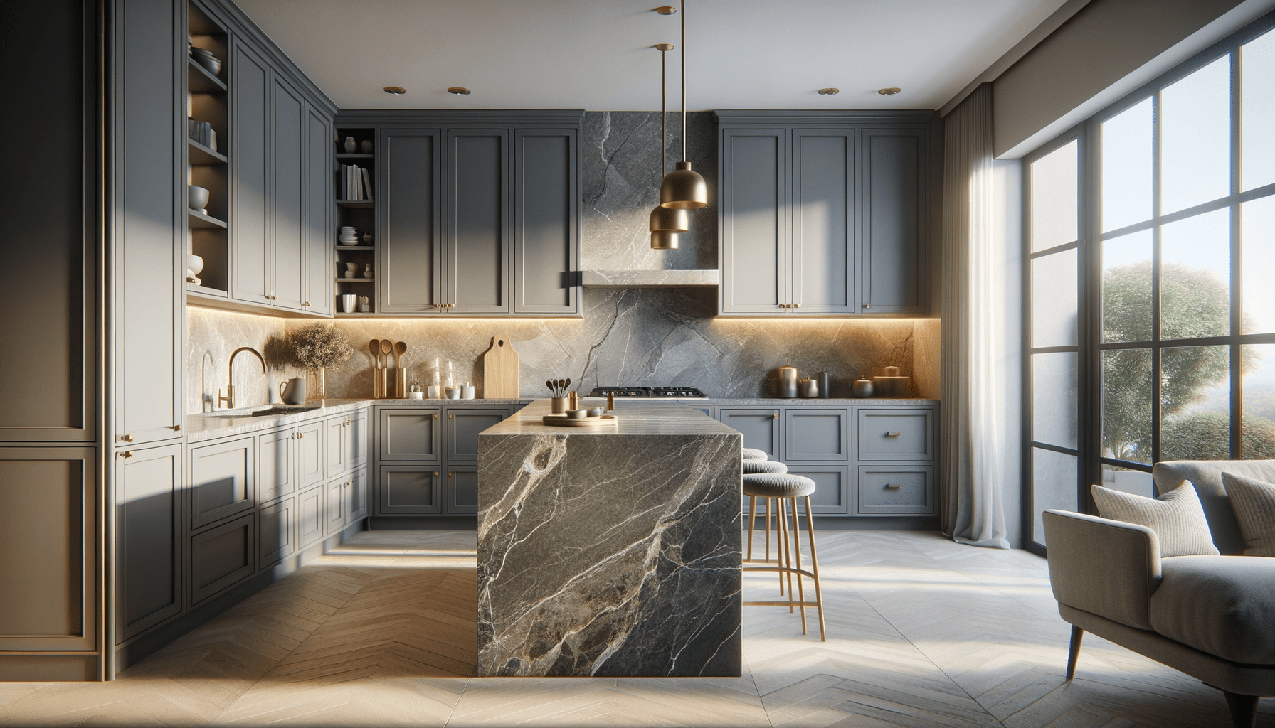 Taj Mahal Quartzite with Grey Cabinets for Timeless Interiors – Zicana ...