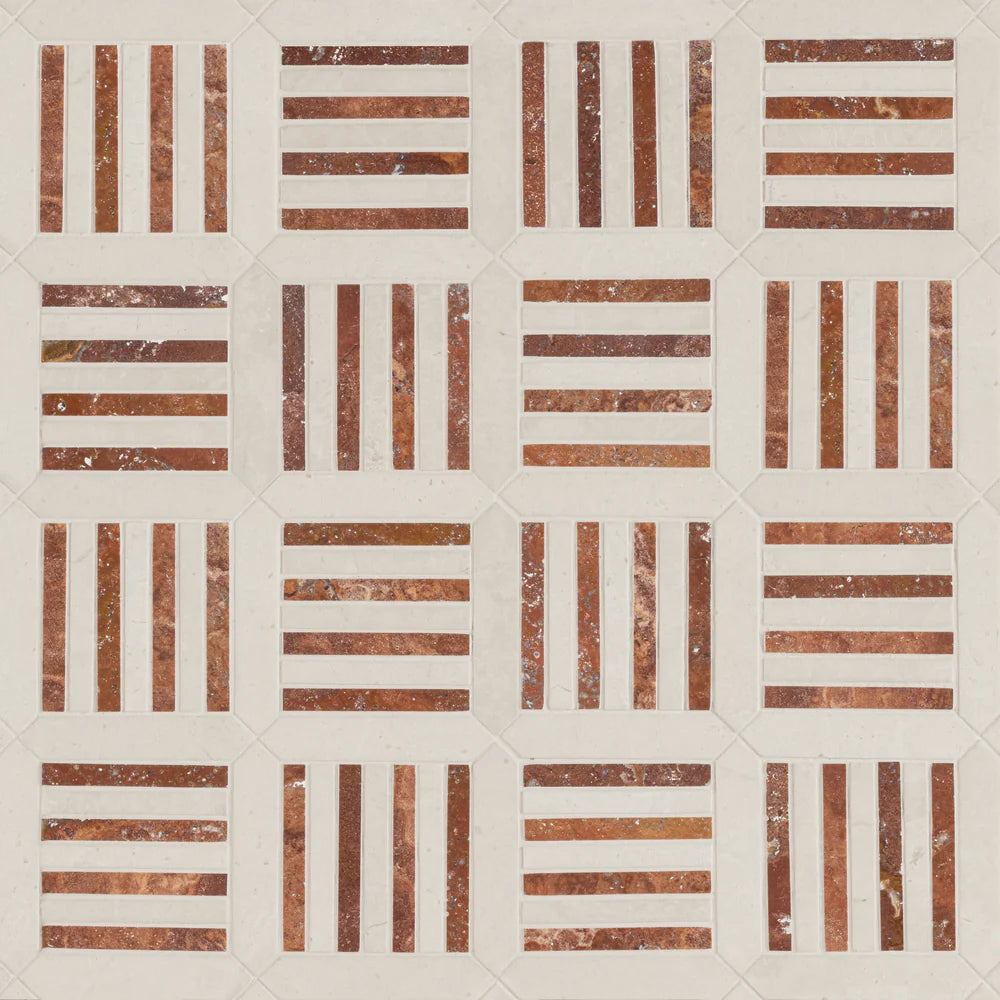 Buy Interlace Red Travertine Mosaic for $40.50 at Zicana Boutique